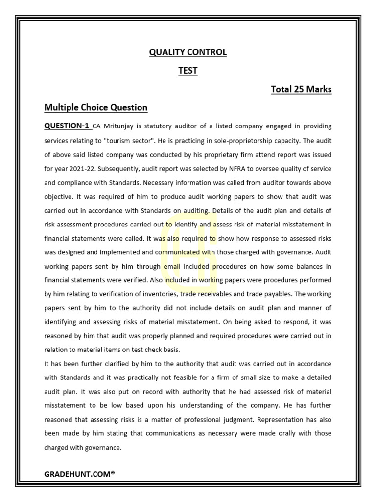 QUALITY - CONTROL - Test - 10 11 25 11 57 47 | PDF | Audit | Business