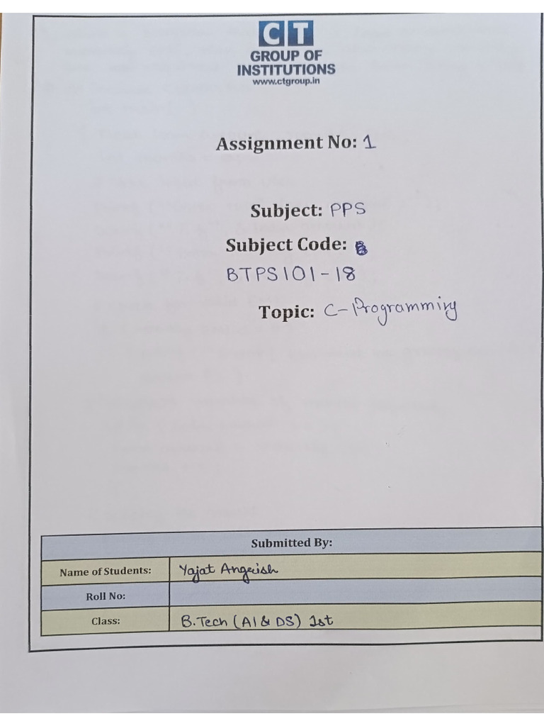 PPS Assignment | PDF