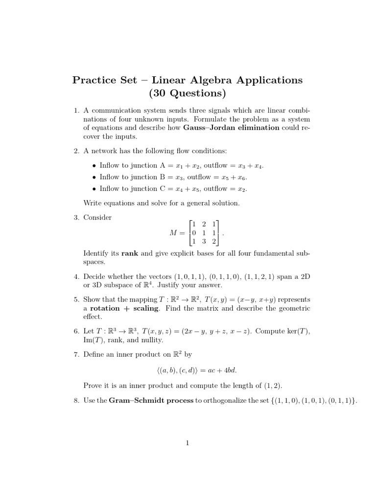 Questions Set | PDF | Matrix (Mathematics) | Determinant