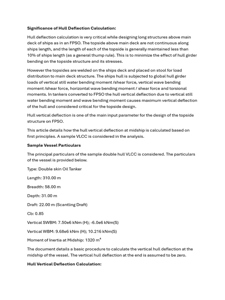 Vessel-Hull Deflection Calculation | PDF | Bending | Deck (Ship)