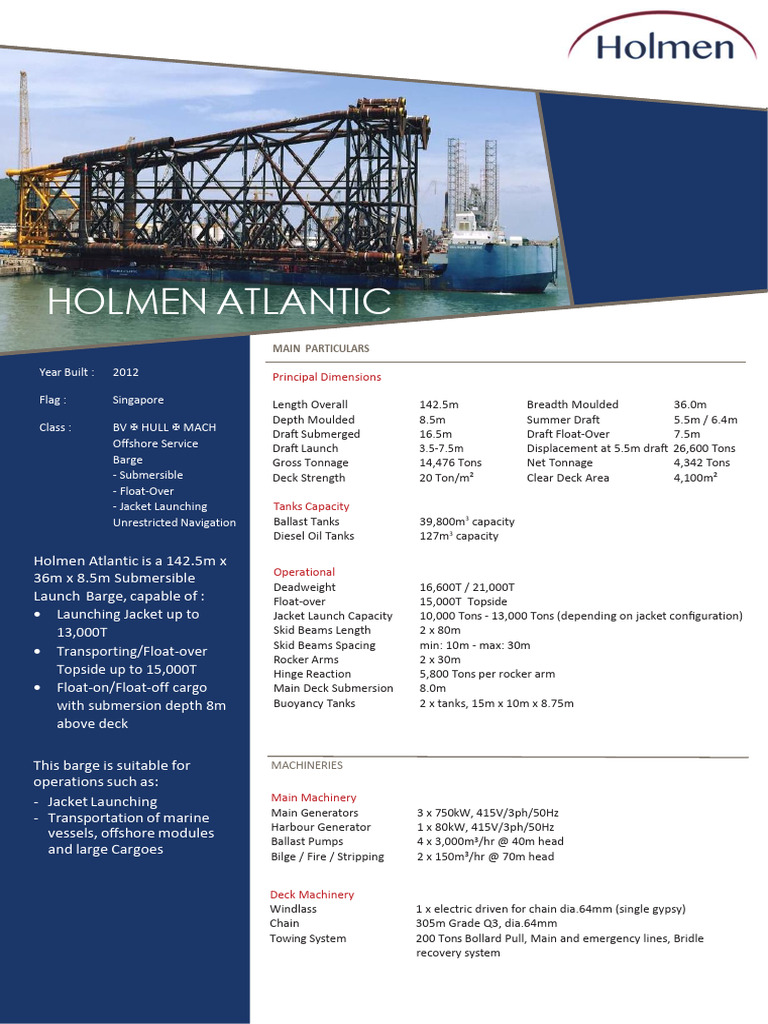 SPEC SLB 3 - Holmen Atlantic - 140619 | PDF | Tonnage | Deck (Ship)