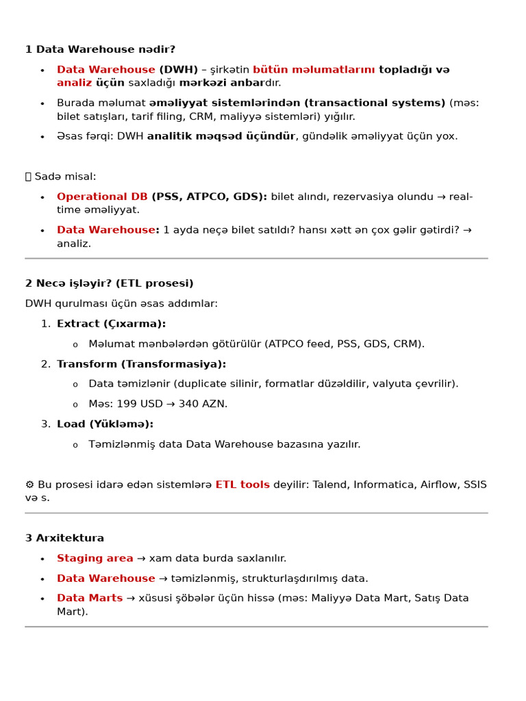 Data Warehouse (DWH) | PDF