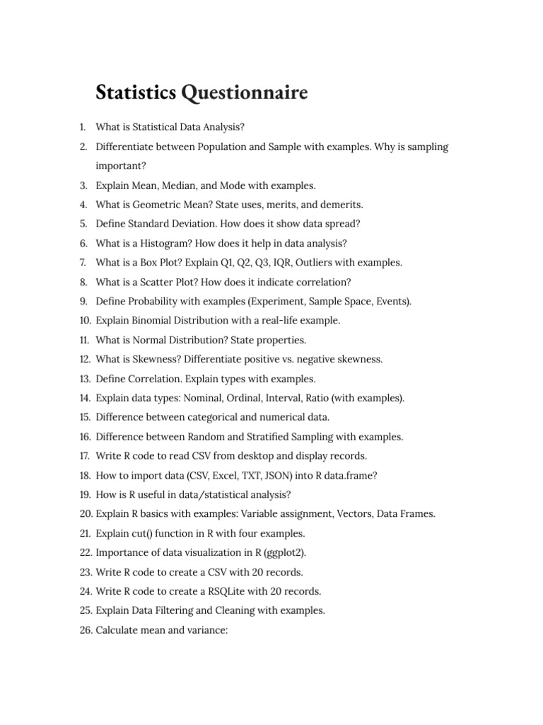 Statistics and Data Analysis Guide | PDF | Sampling (Statistics) | Mode ...
