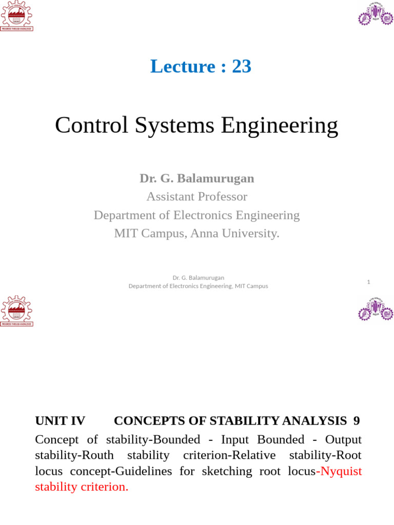 Control Systems Engineering Lecture 23 | PDF | Applied Mathematics | Control Theory