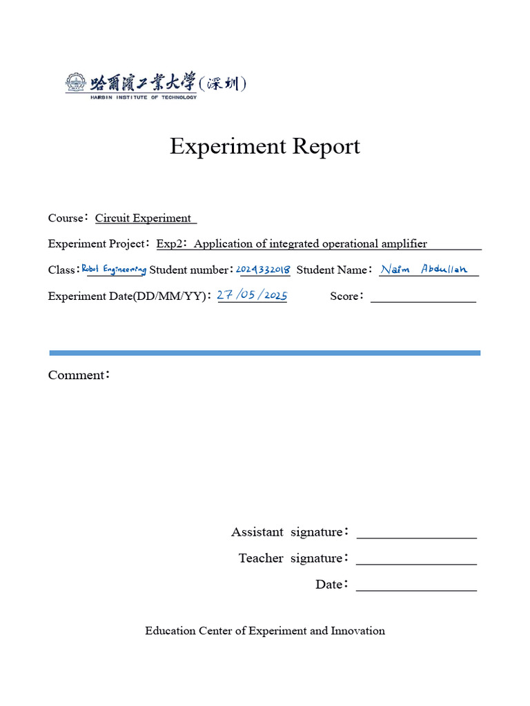 Integrated Op-Amp Experiment Report | PDF | Amplifier | Operational ...