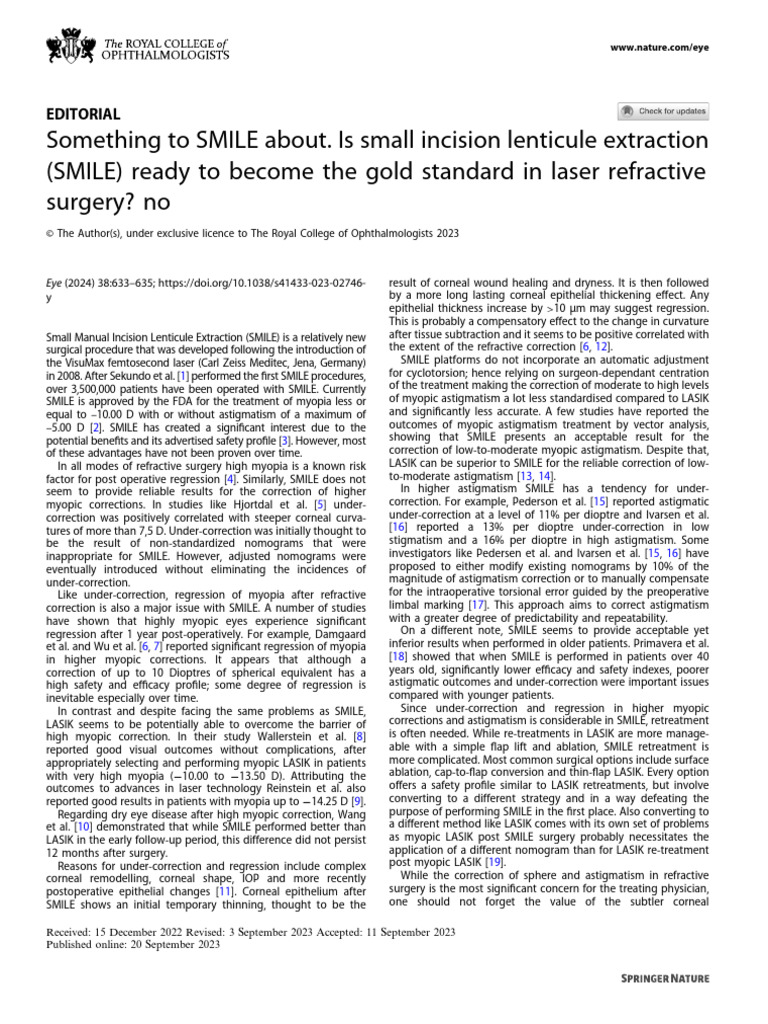 Is SMILE the Future of Laser Eye Surgery? | PDF | Myopia | Ophthalmology
