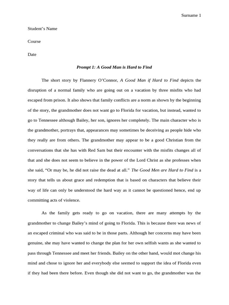 Analysis of O'Connor's A Good Man is Hard to Find | PDF | Religious ...