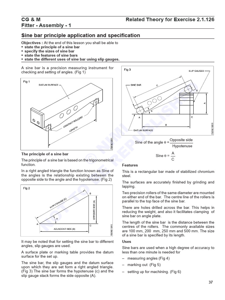 Sine Bar Principles and Applications | PDF | Trigonometry | Angle