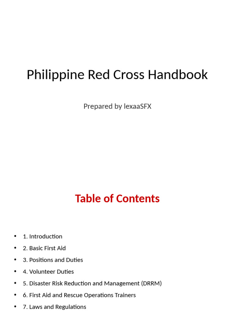 Formal Red Cross Handbook GoogleSlides Ready | PDF | First Aid ...