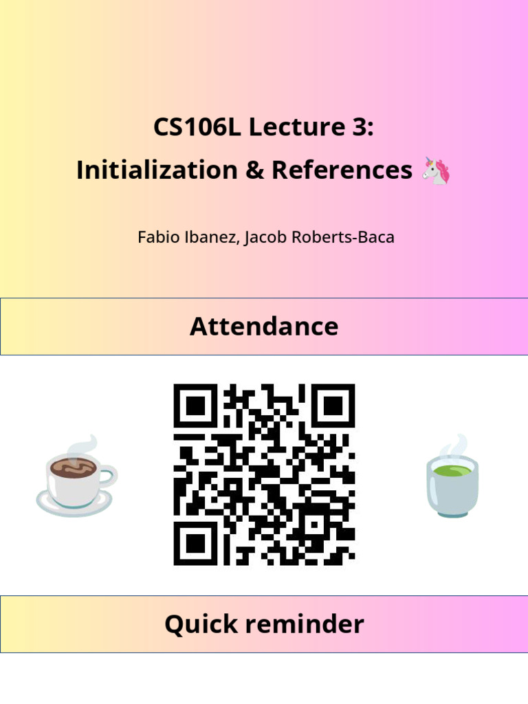 2025Winter-03-Initialization & References | PDF | C++ | Computer Engineering