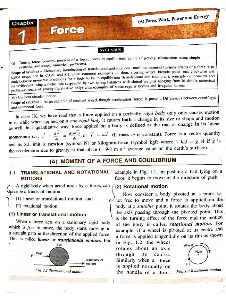 Physic Class 10 Chapter 1 Force | PDF