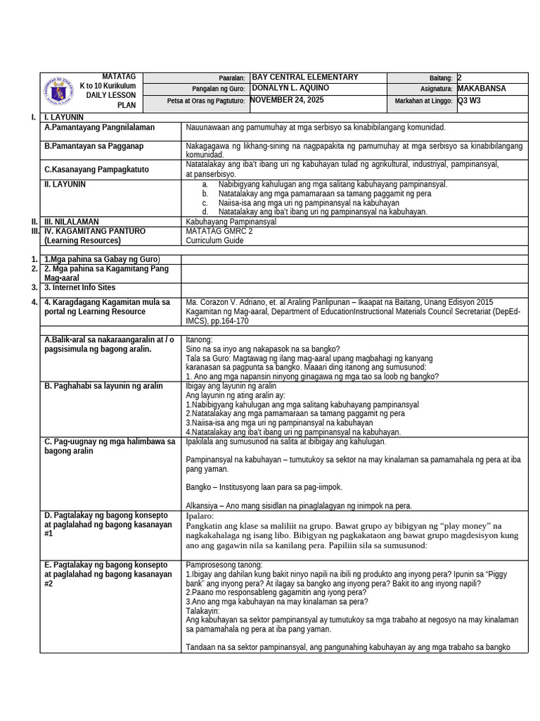 DLP Makabansa Q3 W3 | PDF