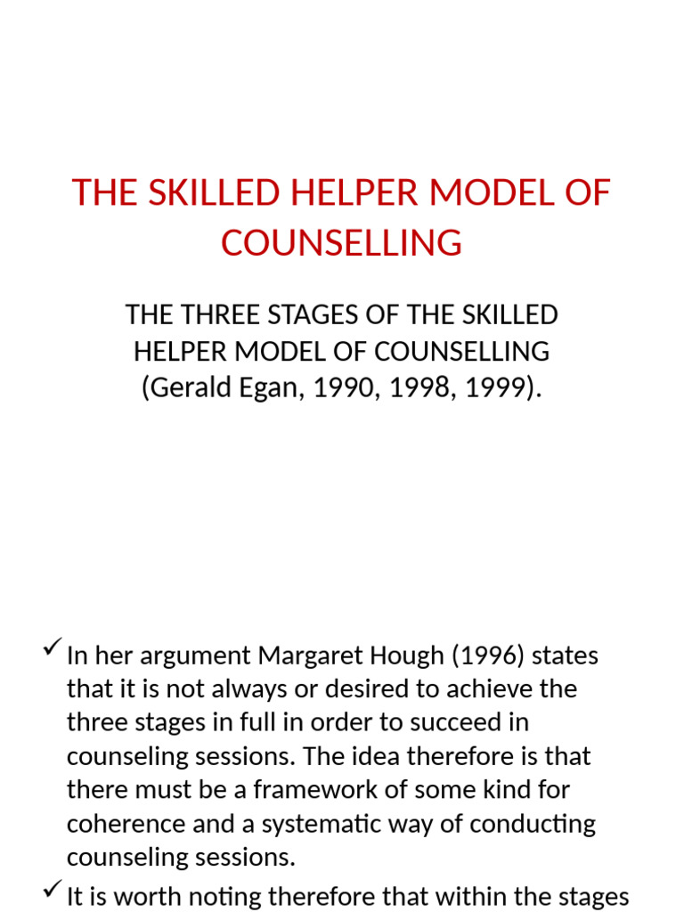 The Skilled Helper Model of Counselling | PDF | Goal | Empathy