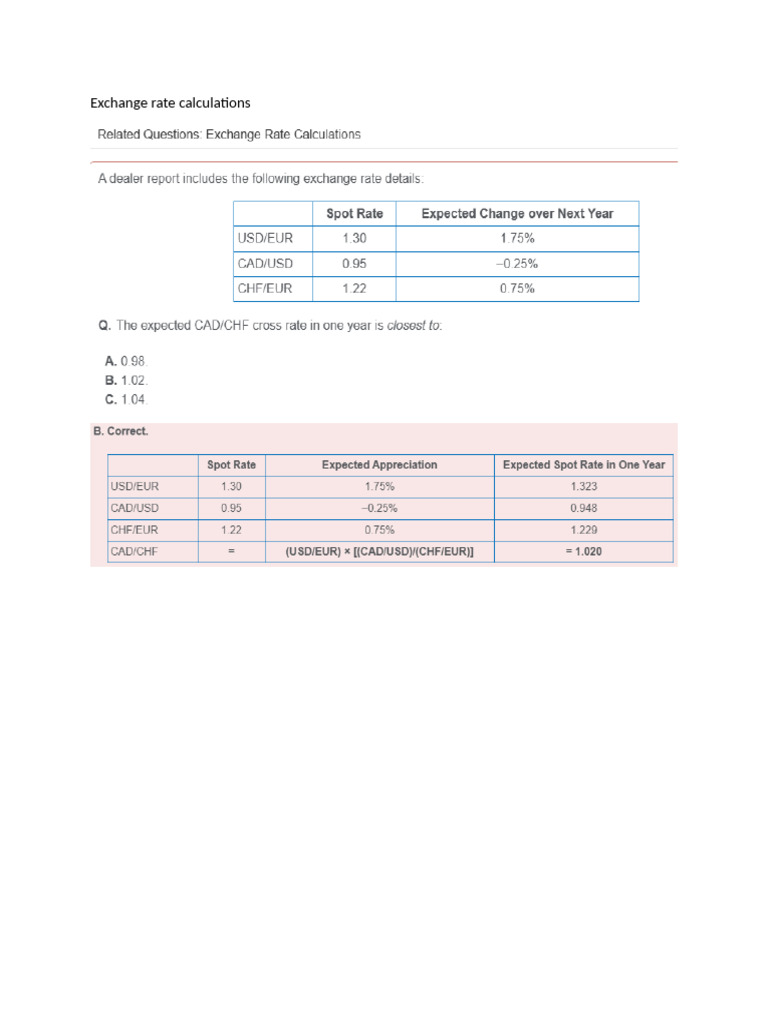 Exchange Rate Calculations | PDF