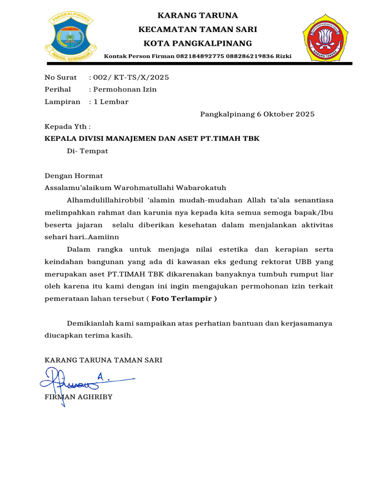 Surat Pt.timah 2025 | PDF