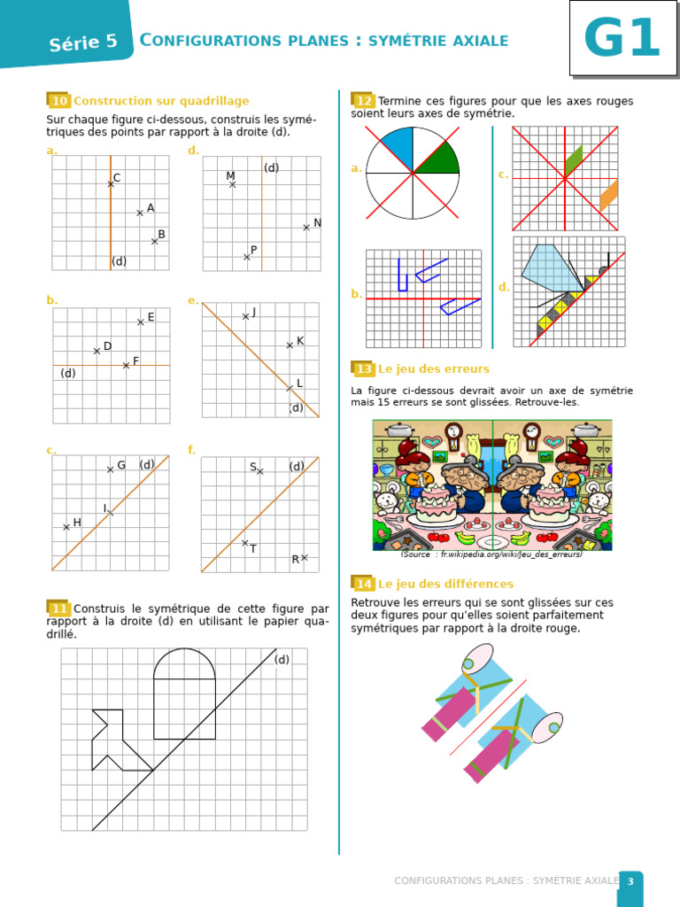 Symétrie axiale : exercices et constructions | PDF | Triangle ...