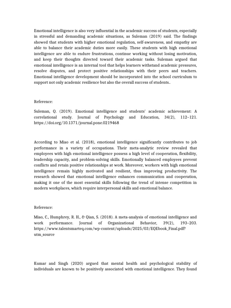 Emotional Intelligence RRL | PDF | Emotional Intelligence | Intelligence