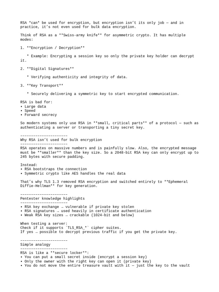 RSA Can Be Used for Encryption, But | PDF