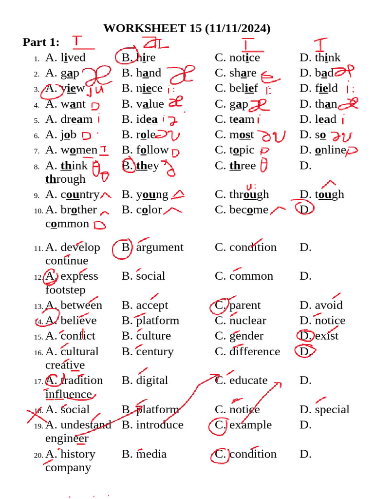 Vocabulary and Health Worksheet | PDF