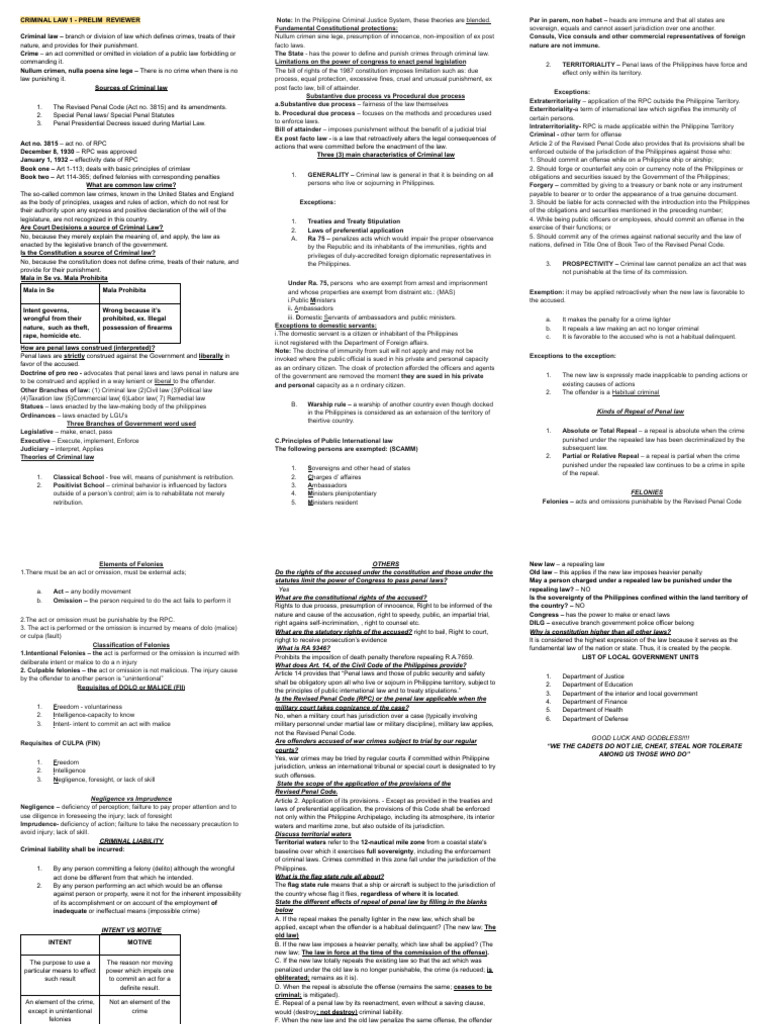 Criminal Law Overview and Principles | PDF | Crimes | Crime & Violence
