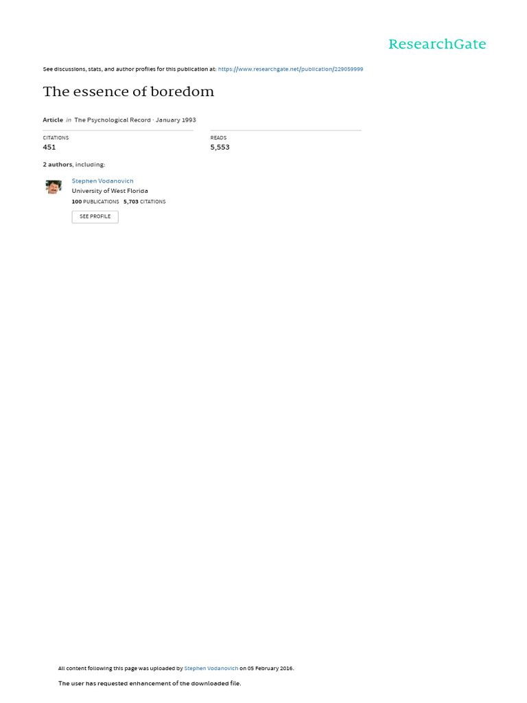 The Essence of Boredom | PDF