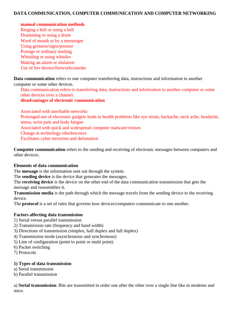 Data Communication and Networking Basics | PDF | Computer Network ...