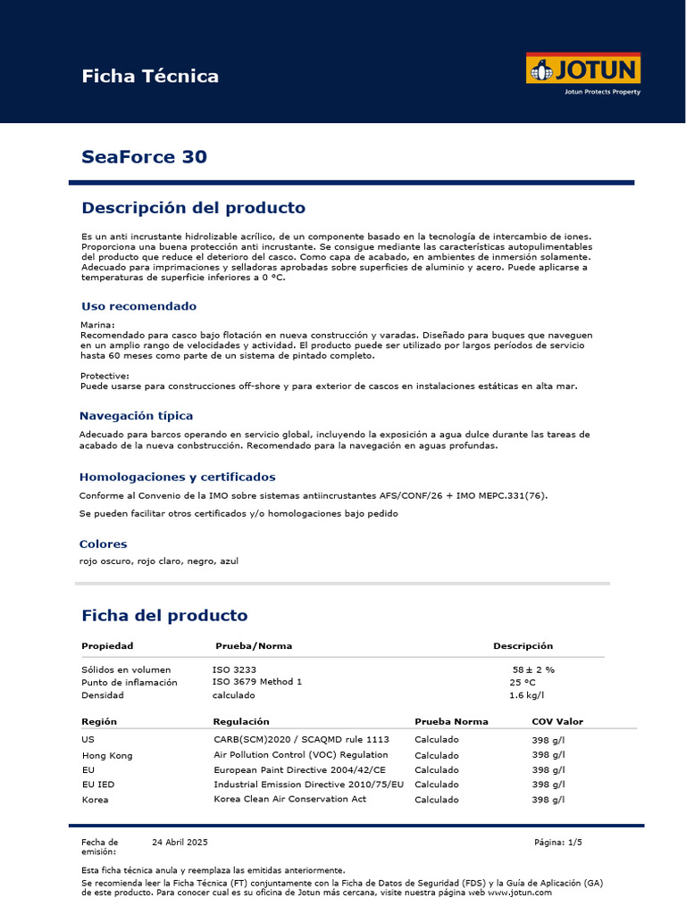 Antifouling SeaForce 30 | PDF | Agua