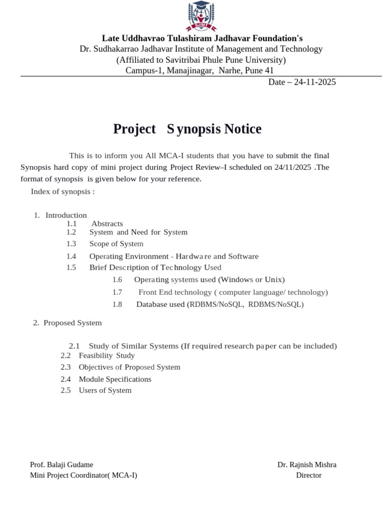 Synopsis Format | PDF