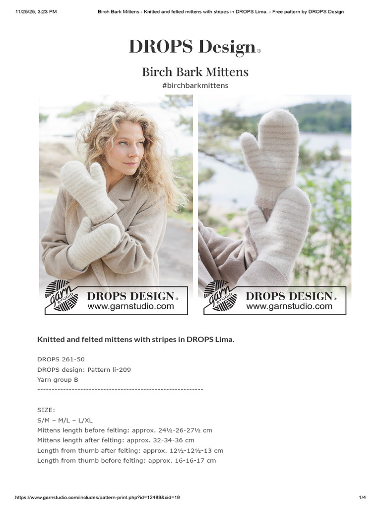 Birch Bark Mittens - Knitted and Felted Mittens With Stripes in DROPS ...