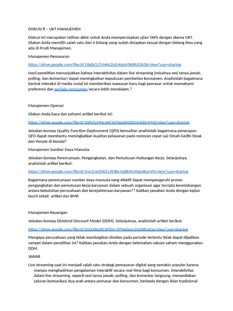 Diskusi 8 - Ukt Manajemen | PDF