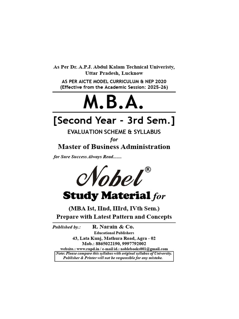MBA 3rd Semester Syllabus NEP 2020 | PDF | Databases | Valuation (Finance)