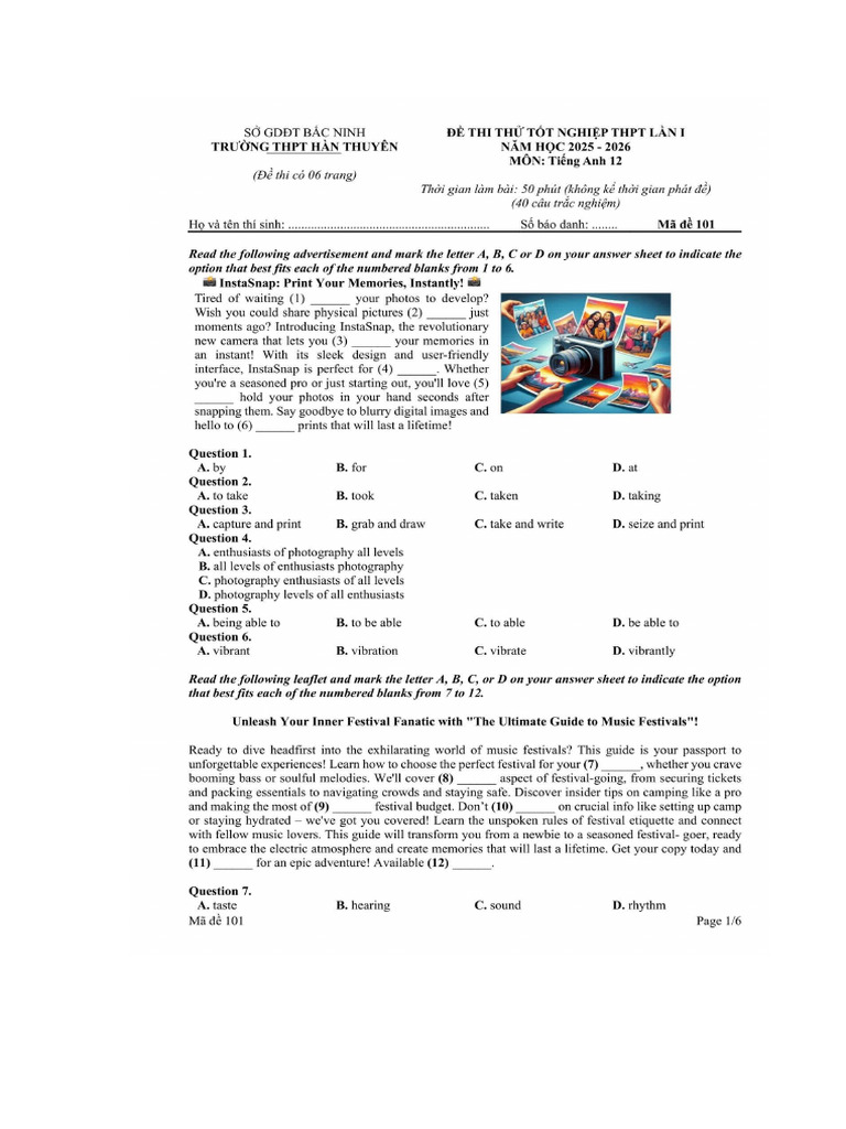 De Thi Lop 12 Han Thuyen | PDF