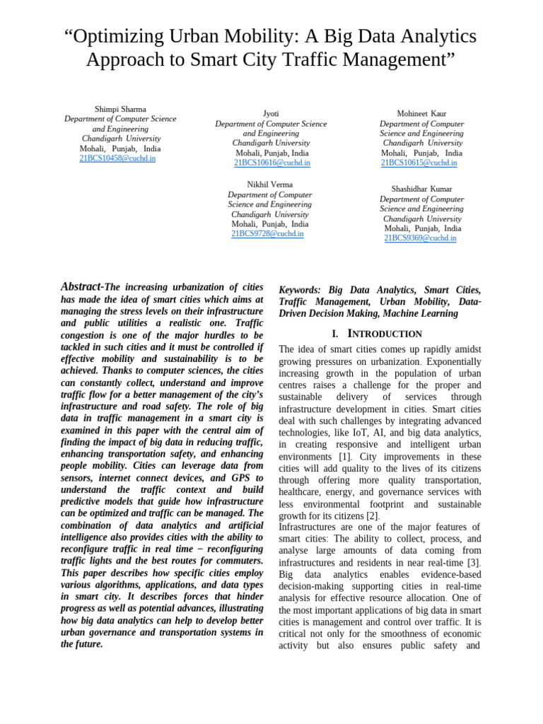 Big Data for Smart City Traffic Management | PDF | Machine Learning ...