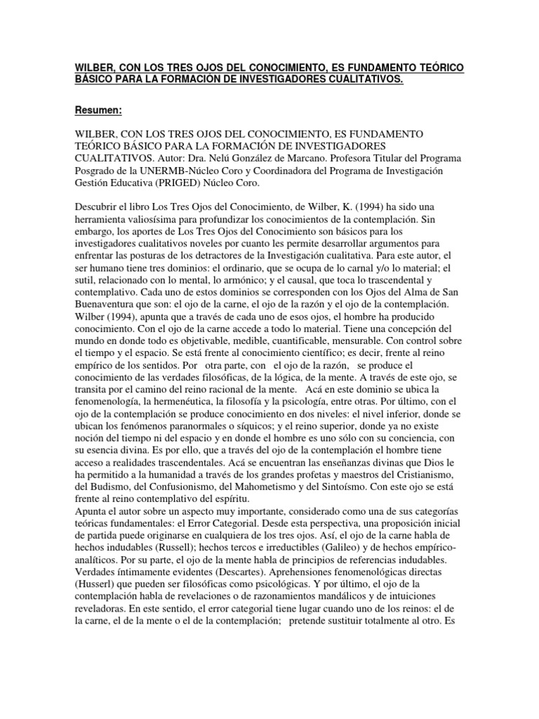 Resumen Los Tres Ojos Del Conocimiento | PDF | Empirismo | Conocimiento