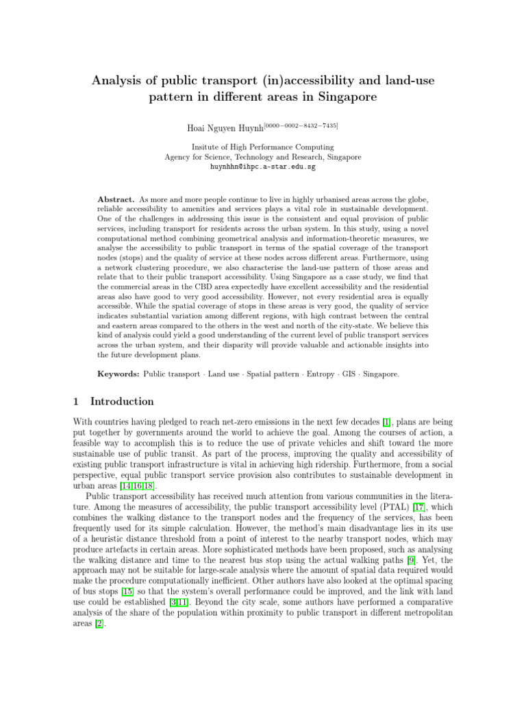 Analysis of Public Transport (In) Accessibility Singapor | PDF | Public ...