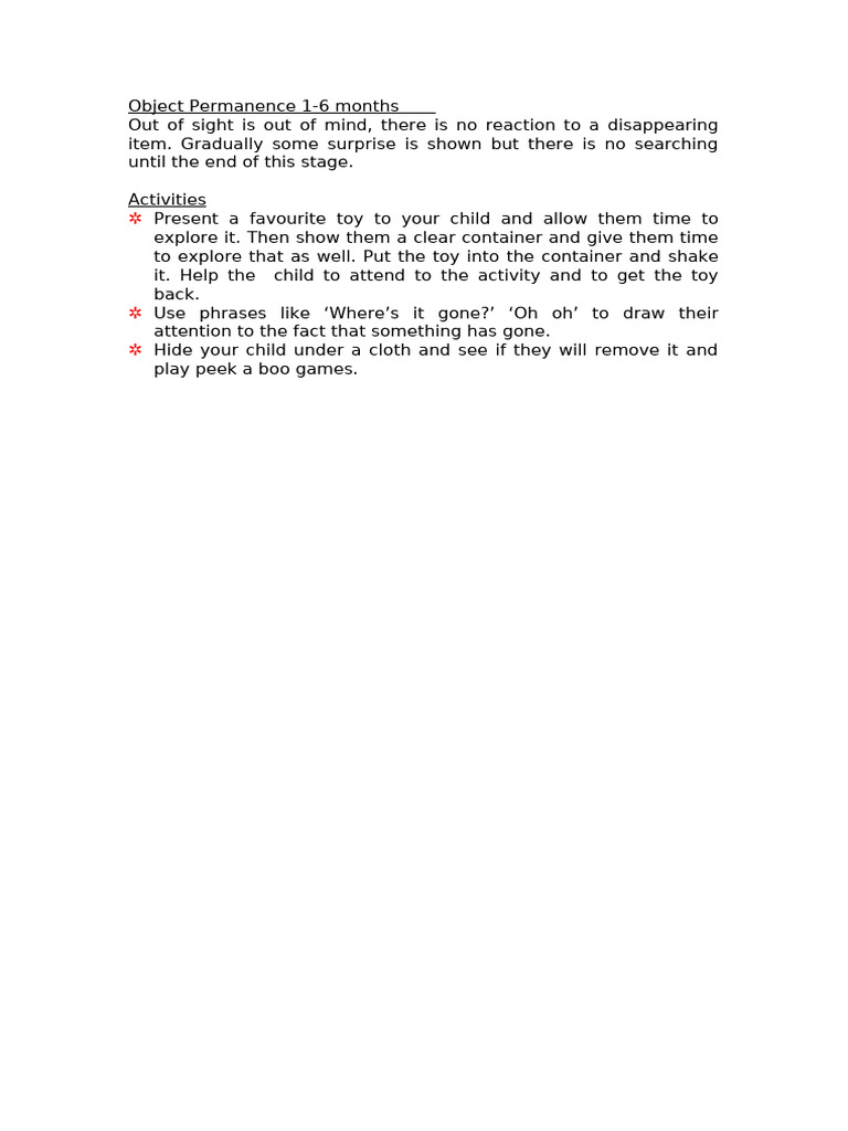 Object Permanence 1-6 | PDF