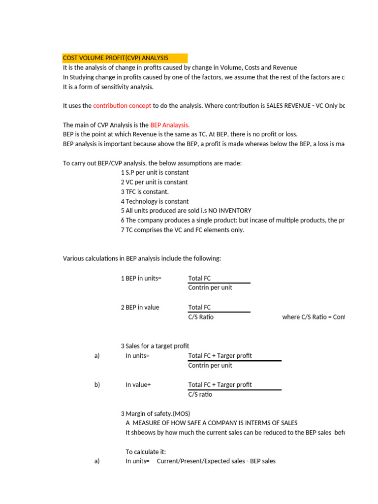 Cost Volume Profit Analysis Guide | PDF | Financial Accounting ...