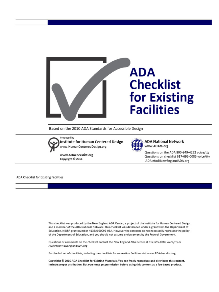 Ada Checklist | PDF | Americans With Disabilities Act Of 1990 ...