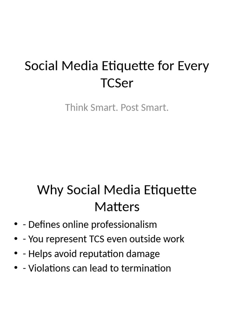Social Media Etiquette TCS | PDF
