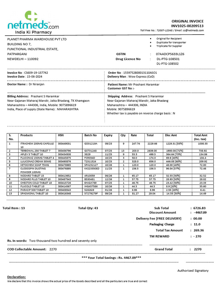 Truemeds Bill | PDF | Payments