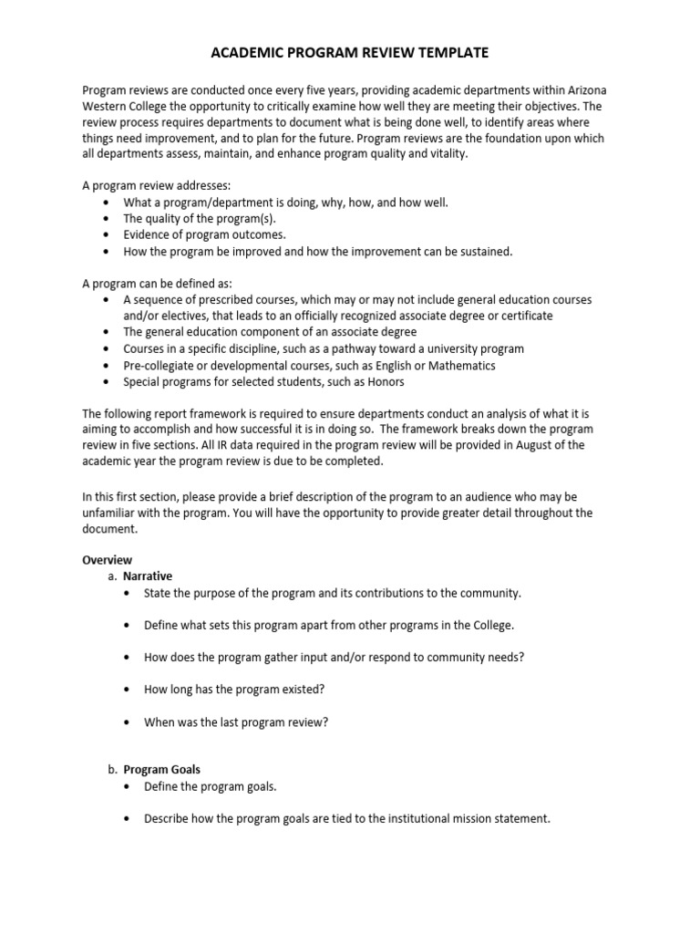 Academic Program Review Template | PDF | Strategic Planning | Course Evaluation