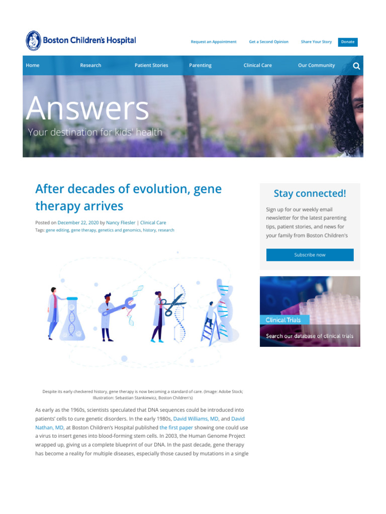 A Short History of Gene Therapy - Boston Children's Answers | PDF ...