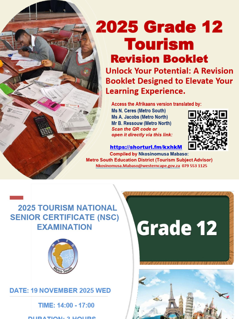 Gr12 Tourism Revision Booklet 2025 - MSED | PDF | Multiple Choice | Tourism