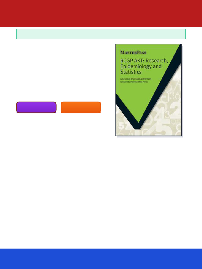 RCGP AKT Research Epidemiology and Statistics 1st Edition Julian Hick ...