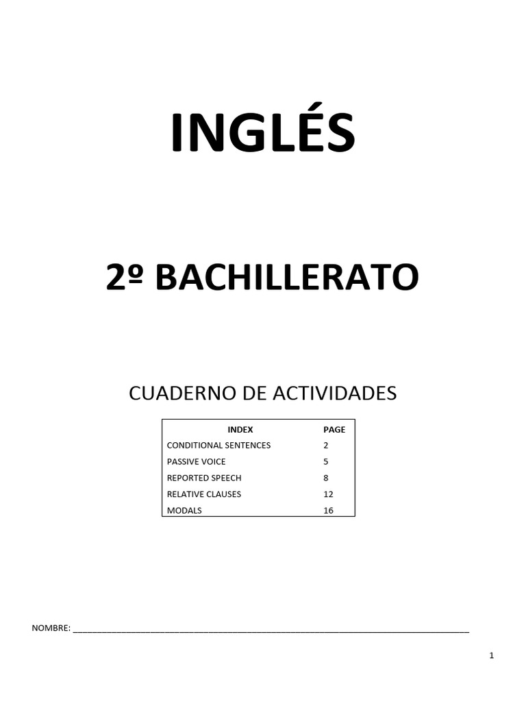Cuadernillo de inglÃ©s - 2Âº bachillerato | PDF | Sentence (Linguistics)