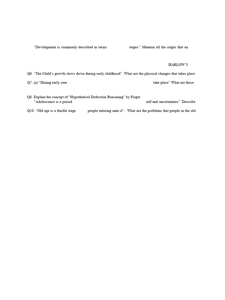11 Psychology - Human Develpment - Assignment | PDF