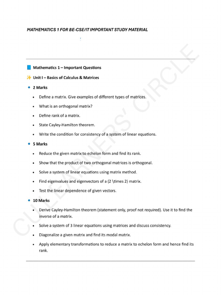 Mathematics Important Question | PDF