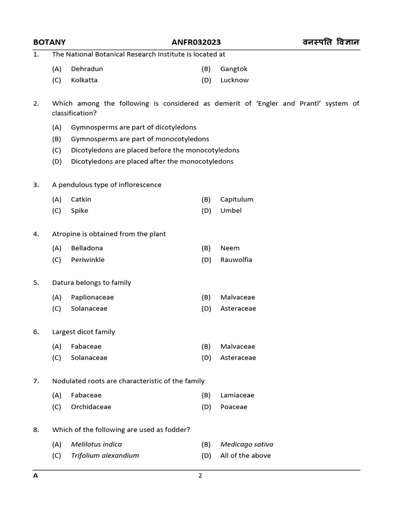 Botany Qp | PDF | Tissue (Biology) | Plant Stem