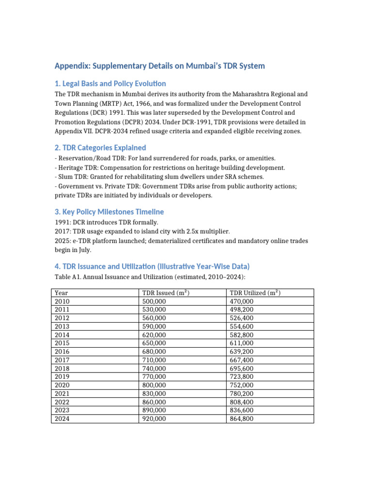 Mumbai TDR Appendix Updated | PDF