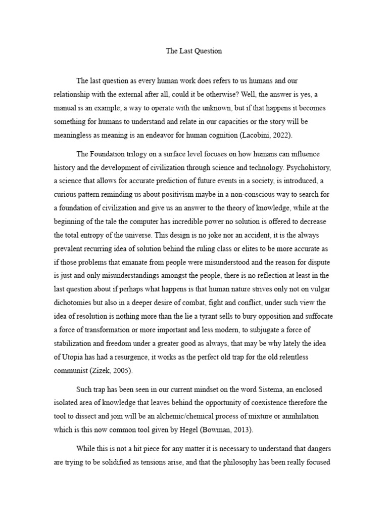 Asimov The Last Question A Critique of T | PDF | Materialism ...